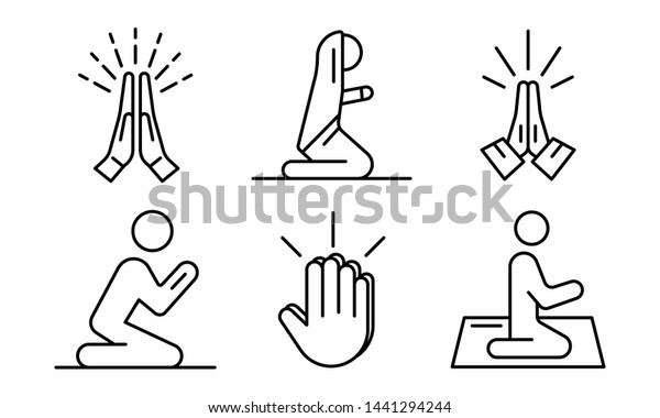Prayer Icons Set Outline Set Prayer Stock Vector (Royalty Free ...