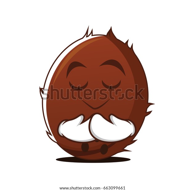 Praying Face Coconut Cartoon Character Vector Stock Vector (Royalty ...