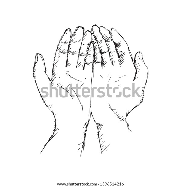 Praying Hands Hand Drawing Illustration Stock Vector (Royalty Free ...
