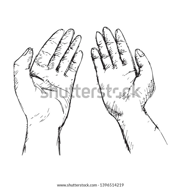 Praying Hands Hand Drawing Illustration Stock Vector (Royalty Free ...
