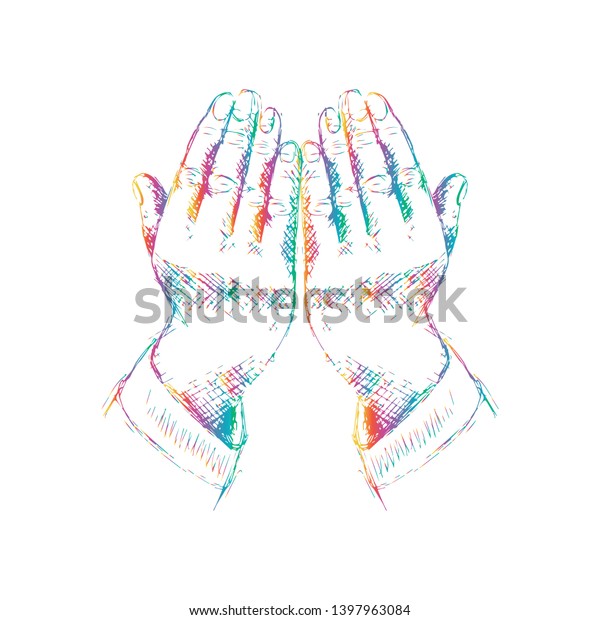 Praying Hands Hand Drawing Illustration Stock Vector (Royalty Free ...