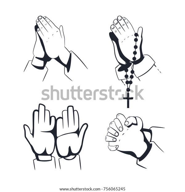 Praying Hands Holy Rosary Beads Vector Stock Vector (Royalty Free ...