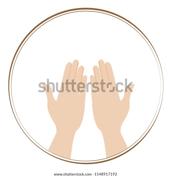 Praying Hands Isolated Circle On White Stock Vector (Royalty Free ...