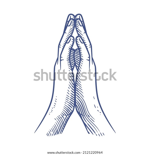Stock vektor „Praying Hands Line Art Drawing Illustration“ (bez ...