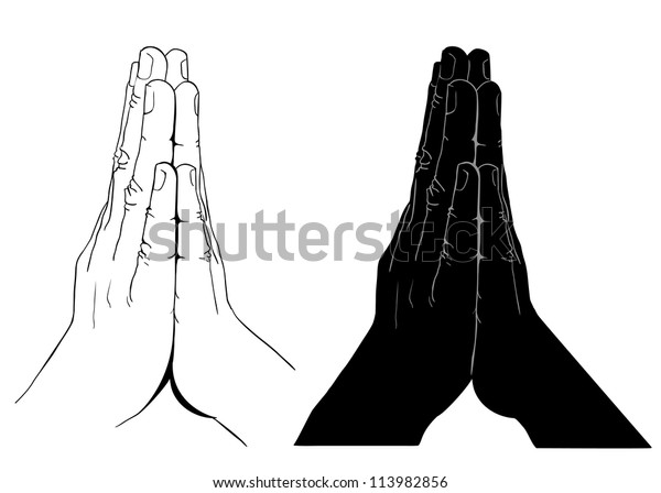 Praying Hands Outline Illustration Isolated On Stock Vector (Royalty ...