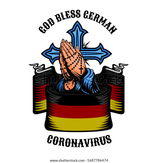 Praying Hands Wrapped Flag German Cross Stock Vector (Royalty Free ...