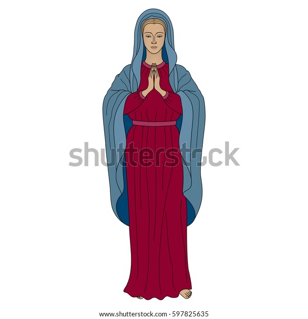 Praying Virgin Mary Vector Illustration On Stock Vector (Royalty Free ...