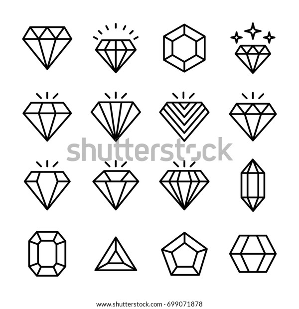 Precious Stone Line Vector Icons Set Stock Vector (Royalty Free ...