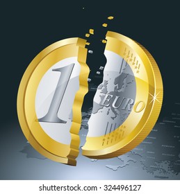 Precise Vector Illustration Euro Broken Europe Stock Vector (Royalty ...
