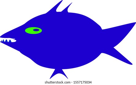 Predatory Blue Fish Teeth Stock Vector (Royalty Free) 1557175034 ...