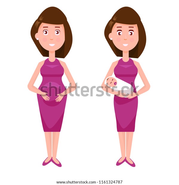 Pregnancy Birth Cute Cartoon Vector Illustration Stock Vector (Royalty ...