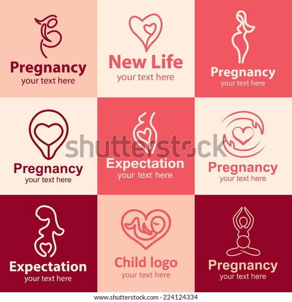 Pregnancy Flat Icons Set Logo Ideas Stock Vector (Royalty Free) 224124334