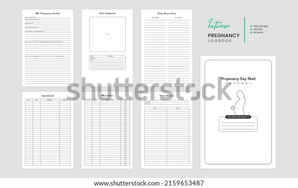 Pregnancy Log Book Journal Interior Stock Vector (Royalty Free ...