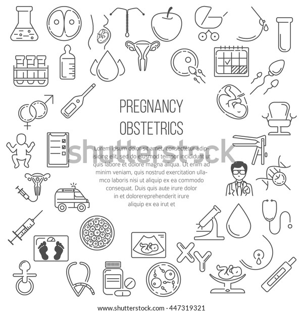 Pregnant Obstetrics Concept Different Obstetrics Elements Stock Vector ...