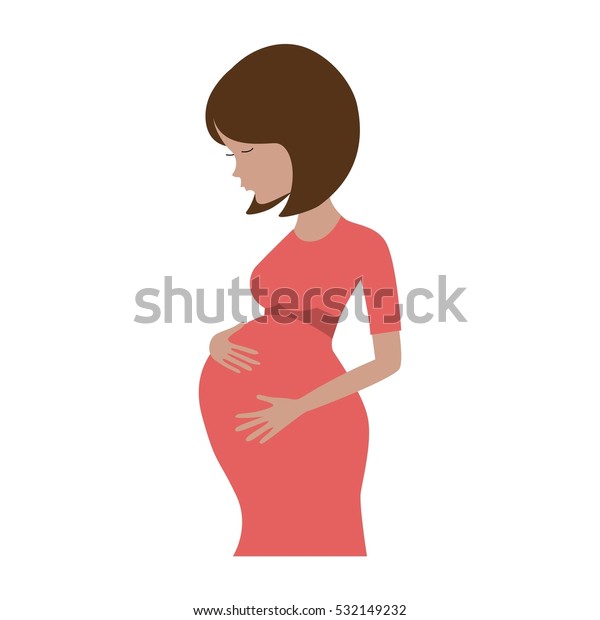 Pregnant Woman Red Dress Isolated On Stock Vector Royalty Free 532149232