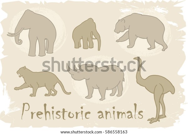 Prehistoric Animals Vector Ancient Glaciation Mammal Stock Vector ...