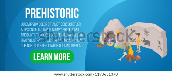 Prehistoric Concept Banner Isometric Banner Prehistoric Stock Vector ...