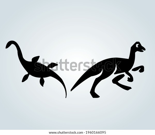 Prehistoric Dinosaurs Enormous Size Extinct: เวกเตอร์สต็อก (ปลอดค่า ...