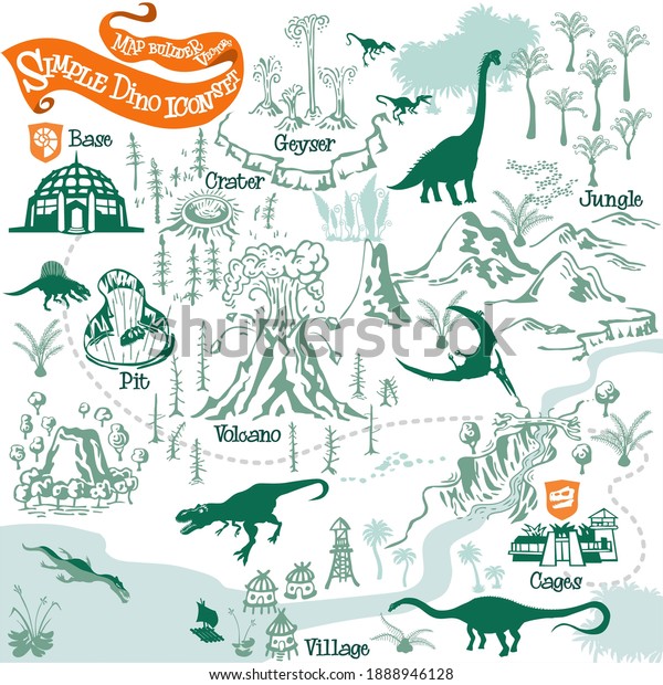 Prehistoric Dinosaurs Map Builder Simple Icon Stock Vector (Royalty Free) 1888946128