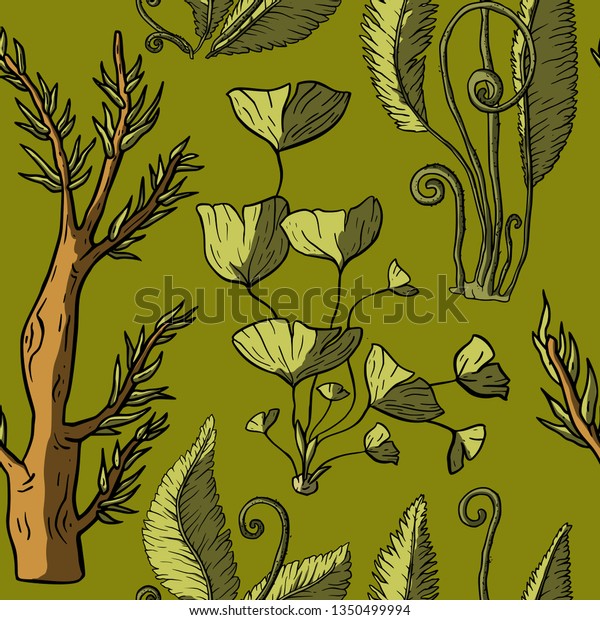 Prehistoric Vector Plants Different Extinct Greenery Stock Vector ...