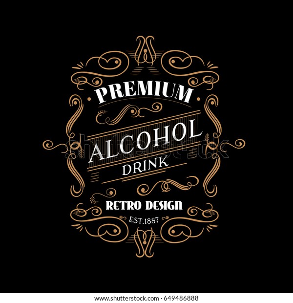 Premium Alcohol Drink Label Hand Drawn Stock Vector (Royalty Free ...