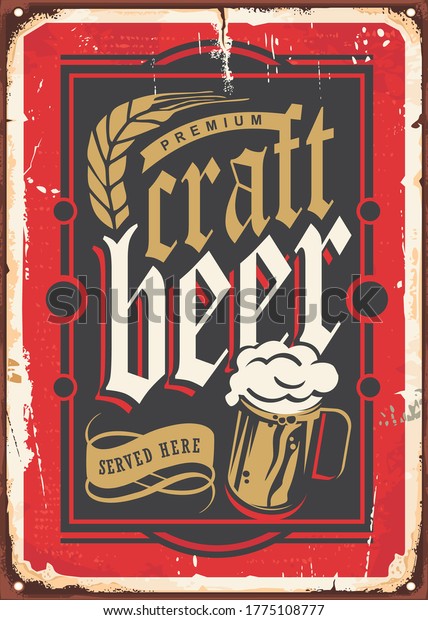 Premium Craft Beer Served Here Vintage Stock Vector (Royalty Free ...