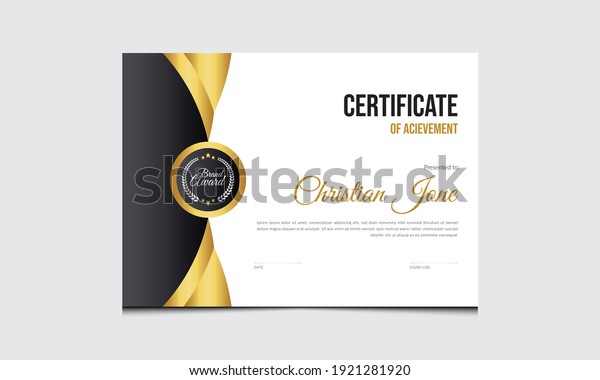 Premium Golden Black Certificate Design Template Stock Vector (Royalty ...