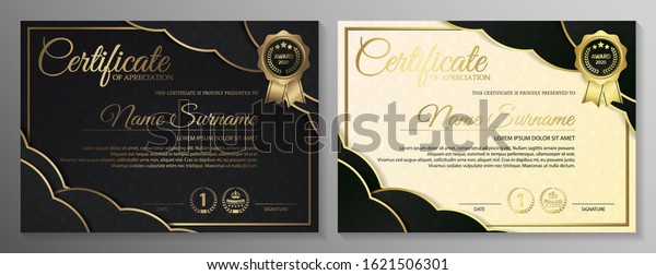 Premium Golden Black Certificate Template Design Stock Vector (Royalty ...