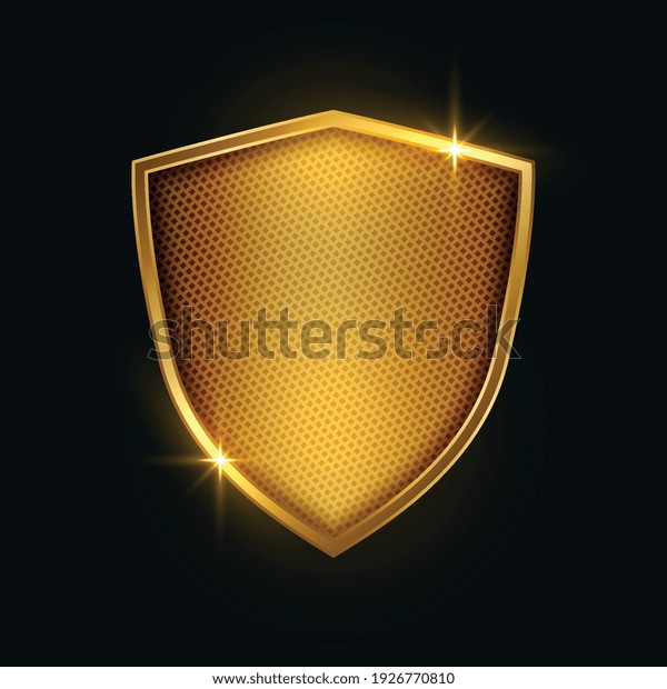 Premium Golden Metallic Security Shield Badge Stock Vector (Royalty ...