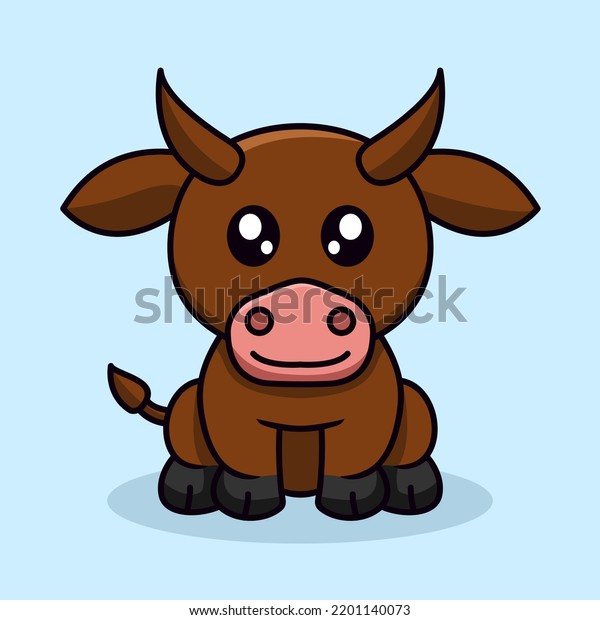 Premium Illustration Cute Cow Chibi Animal Stock Vector (Royalty Free ...