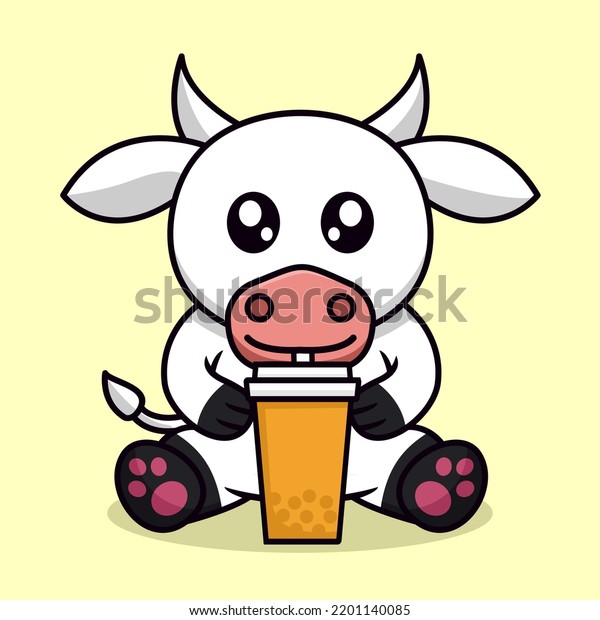 Premium Illustration Cute Cow Chibi Animal Stock Vector (Royalty Free ...