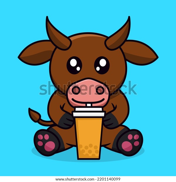 Premium Illustration Cute Cow Chibi Animal Stock Vector (Royalty Free ...