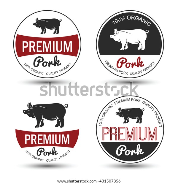 Premium Pork Labels Badges Design Elementsvector Stock Vector (Royalty ...