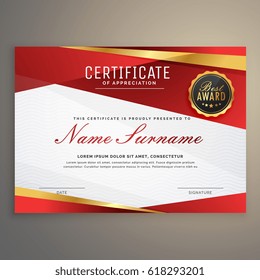 Red Yellow Certificate Appreciation Design Template: เวกเตอร์สต็อก ...