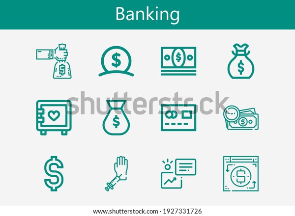 Ensemble Premium d'icônes de ligne bancaire. : image vectorielle de ...