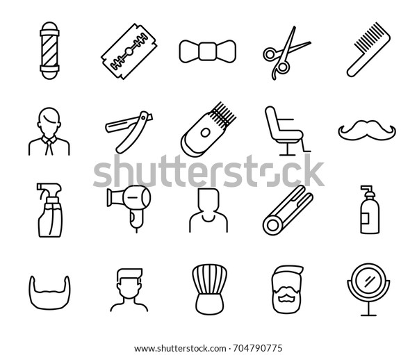 Premium Set Barber Line Icons Simple Stock Vector (Royalty Free ...
