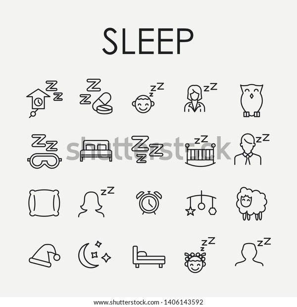 Premium Set Sleep Line Icons Simple Stock Vector (Royalty Free ...