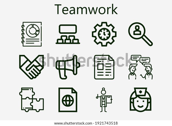 Premium Set Teamwork S Icons Simple Stock Vector (Royalty Free ...