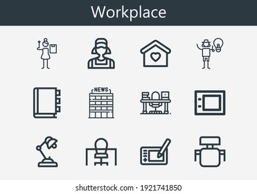 Premium Set Workplace Line Icons Simple Stock Vector (Royalty Free ...