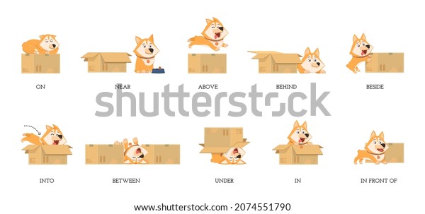 Preposition English Prepositions Learning Beside Above Stock Vector ...