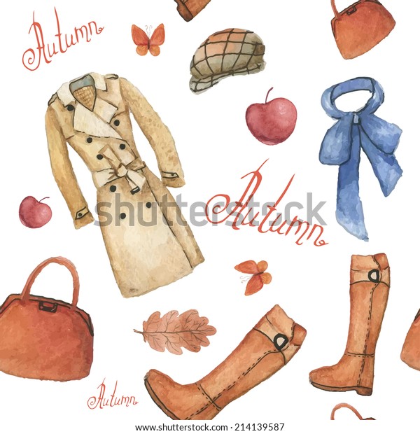 Preppy Clothes Watercolor Seamless Pattern Vector Stock Vector (Royalty ...