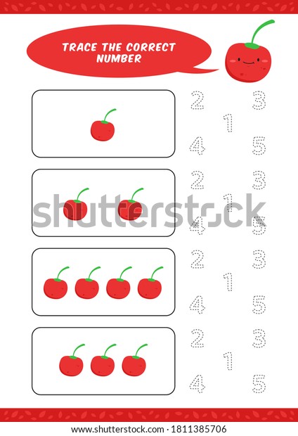 Preschool Counting Learn Worksheet Tracing Writing Stock Vector ...
