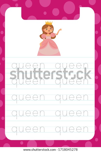 Preschool Handwriting Practice Sheet Queen Educational Stock Vector ...