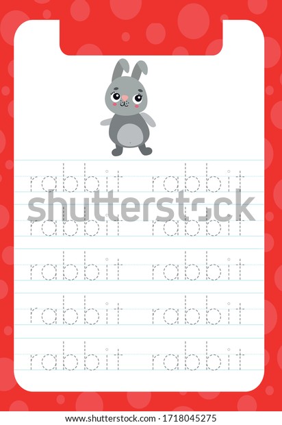 Preschool Handwriting Practice Sheet Rabbit Educational Stock Vector ...