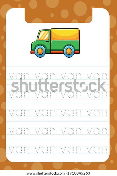 Preschool Handwriting Practice Sheet Van Educational Stock Vector ...