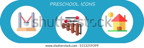 Preschool Icon Set 3 Flat Preschool Stock Vector (Royalty Free ...