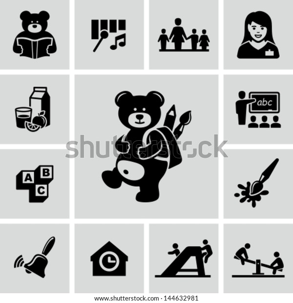 Preschool Icons Stock Vector (Royalty Free) 144632981 | Shutterstock