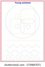 Preschool Kindergarten Tracing Worksheet Dashed Lines Stock Vector ...