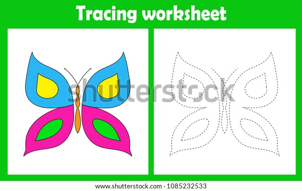 Preschool Kindergarten Tracing Worksheet Dashed Lines Stock Vector ...