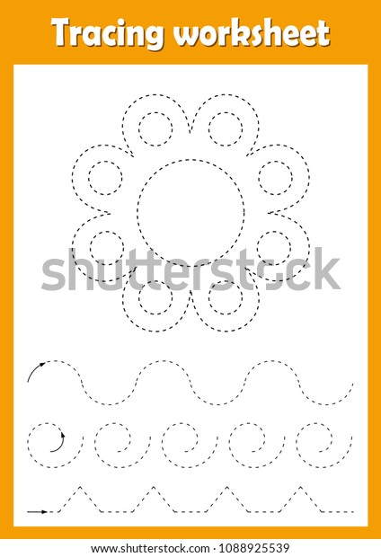 Preschool Kindergarten Tracing Worksheet Dashed Lines Stock Vector ...